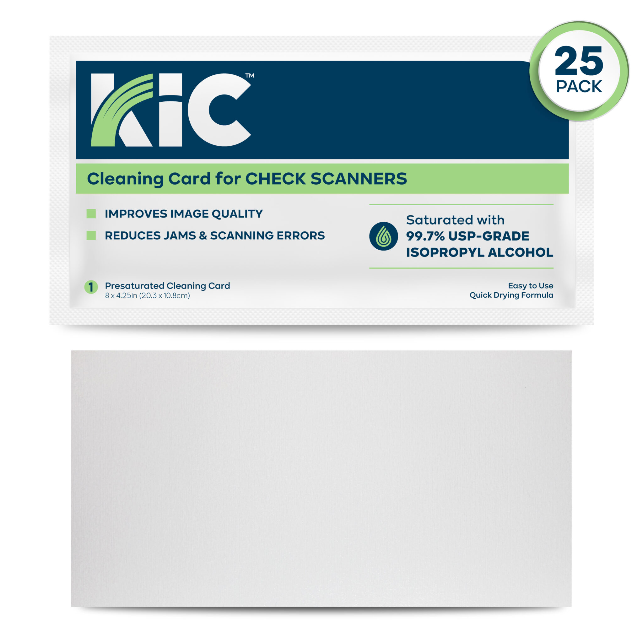 Cleaning Cards for Check Scanners with 99.7% IPA: K2-CIB25